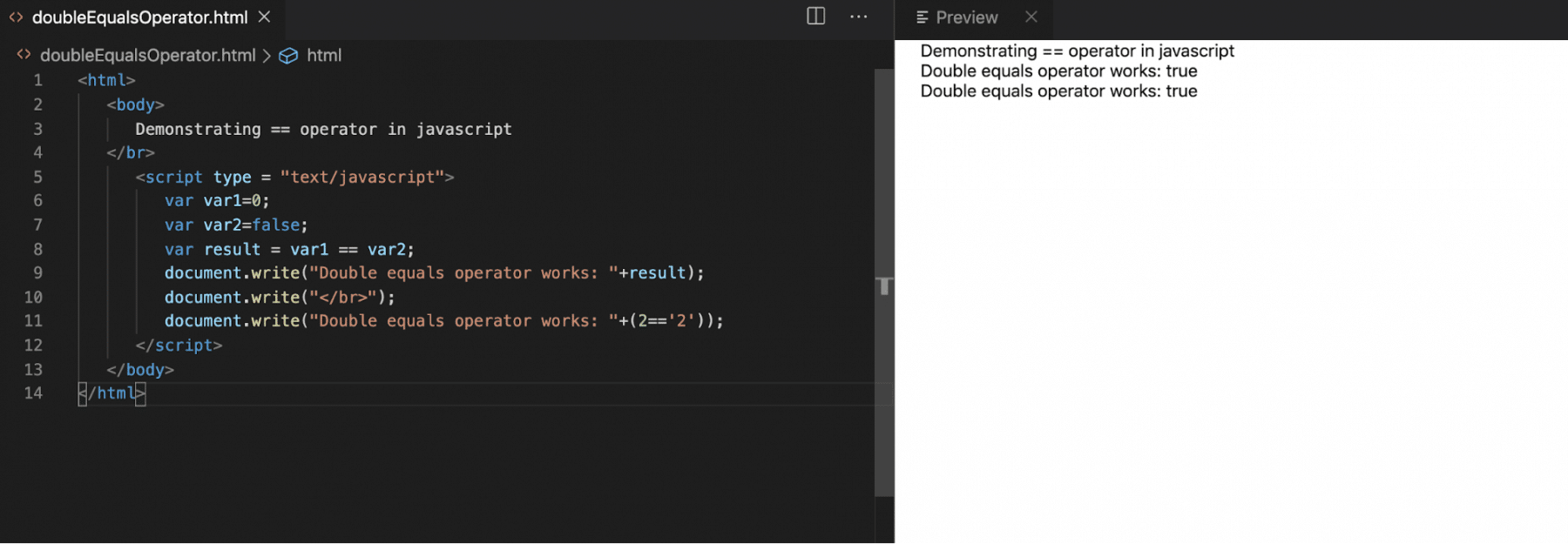 Equality Operator Vs Inequality Operator In Javascript